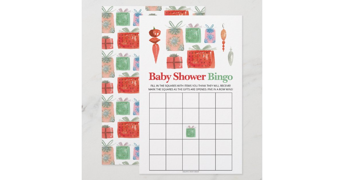 Retro Holiday Christmas Baby Shower Bingo Game | Zazzle