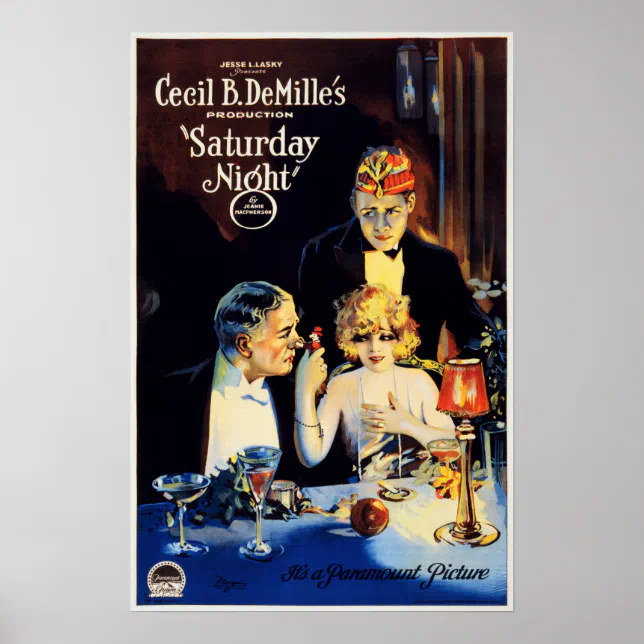 Retro Hollywood Film SATURDAY NIGHT Vintage Advert Poster | Zazzle