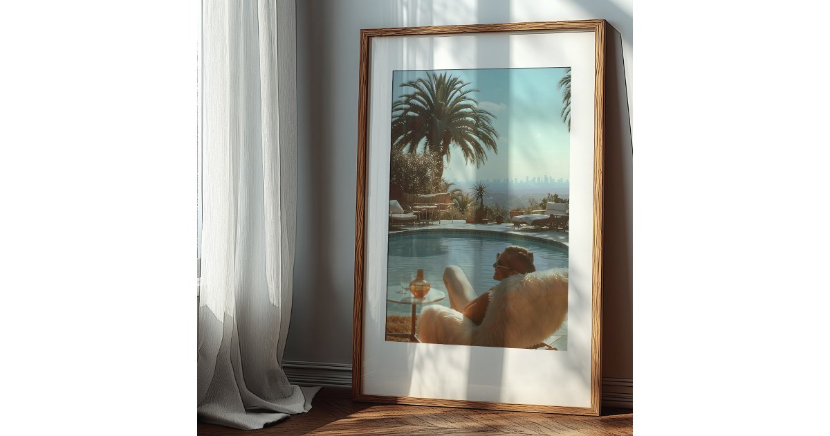 Retro Hollywood Glamour: Poolside with a View Poster | Zazzle