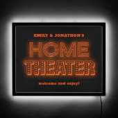 Retro Home Theater Custom Name Neon Effect Black LED Sign | Zazzle