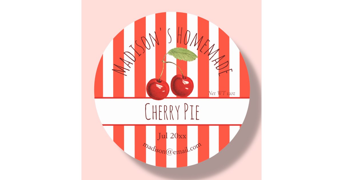 Retro | Homemade Cherry Pie Labels | Zazzle