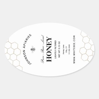 Retro Honey Bee | Organic Honey Oval Sticker | Zazzle
