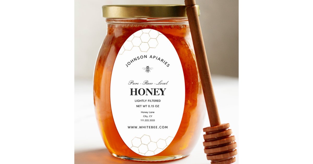 Retro Honey Bee | Organic Honey Oval Sticker | Zazzle