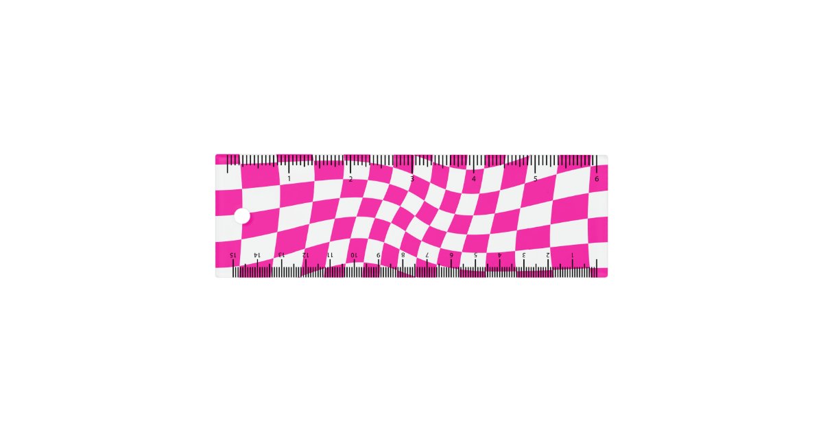 Retro Hot Deep Pink Warped Check Checkered Ruler | Zazzle