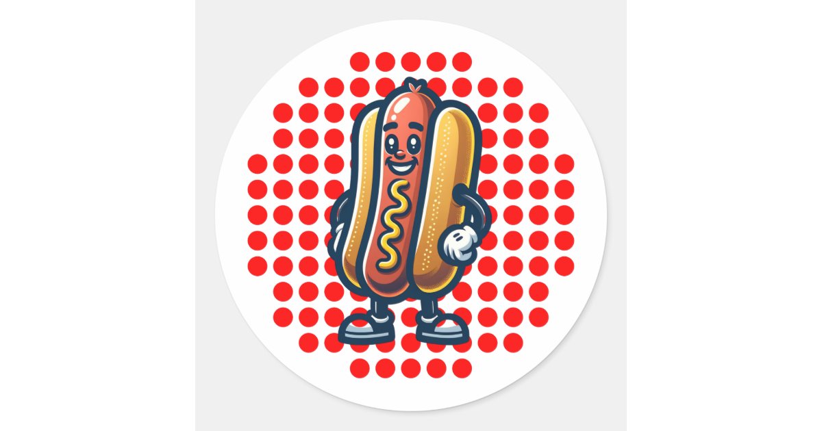 Retro Hot Dog Glizzy Pop Art Classic Round Sticker | Zazzle