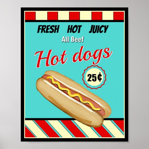 Retro Hot Dog Sign | Zazzle