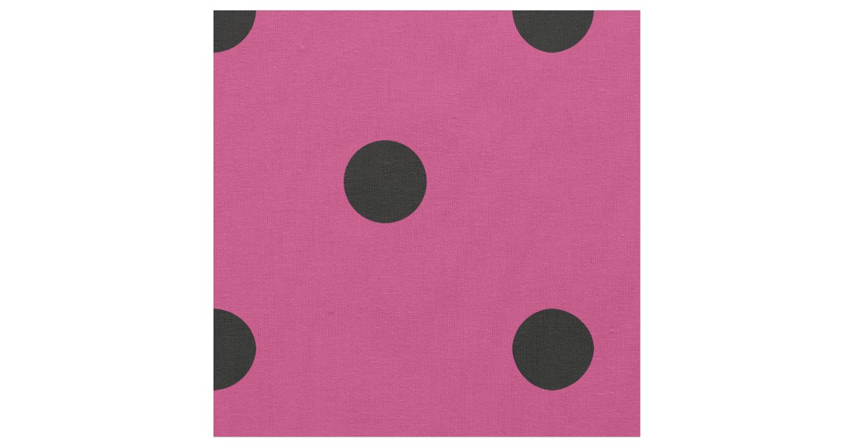 Retro Hot Pink and Black Polka Dot Pattern Fabric | Zazzle
