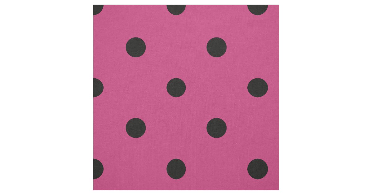 Retro Hot Pink and Black Polka Dot Pattern Fabric | Zazzle