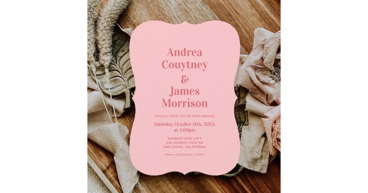Retro Hot Pink Funky wedding Invitation | Zazzle