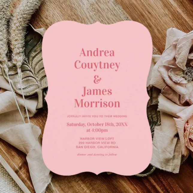 Retro Hot Pink Funky wedding Invitation | Zazzle