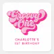 Retro Hot Pink Groovy One Square Sticker | Zazzle