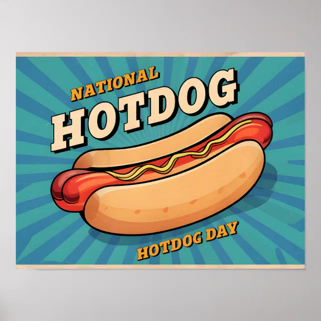 Retro Hotdog Illustration for National Hotdog Day Poster | Zazzle