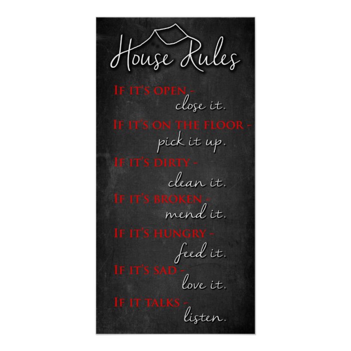 Retro House Rules of Kindness on Chalkboard Poster | Zazzle.com