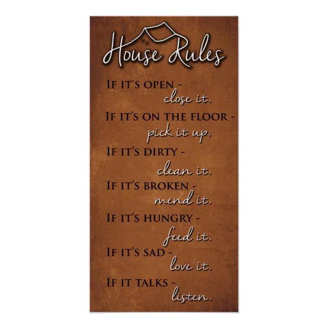 Retro House Rules of Kindness on Rusty Metal Poster | Zazzle