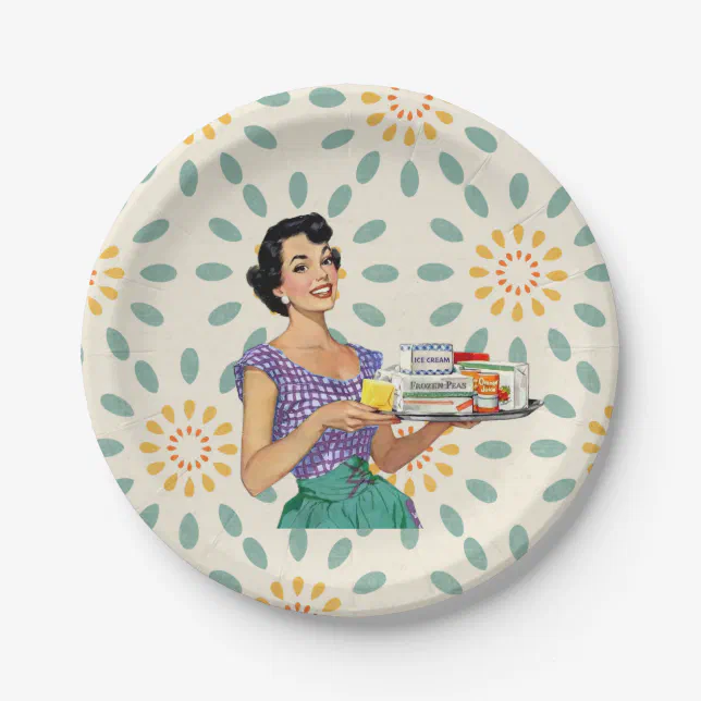 Retro Housewife 1950 Paper Plates | Zazzle
