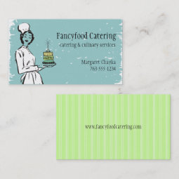 Retro housewife chef fancy gourmet catering business card | Zazzle