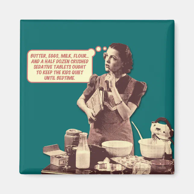 Retro Housewife Magnet - Sleepytime Cake Recipe | Zazzle