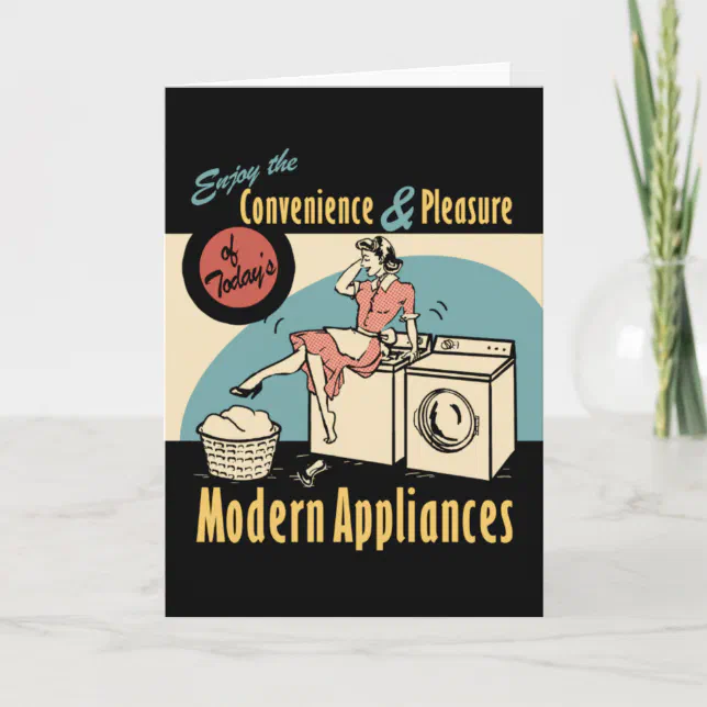 Retro Housewife Washer Dryer Card | Zazzle