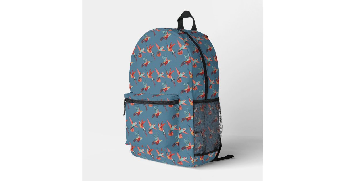 Retro Hummingbird Pattern Printed Backpack | Zazzle