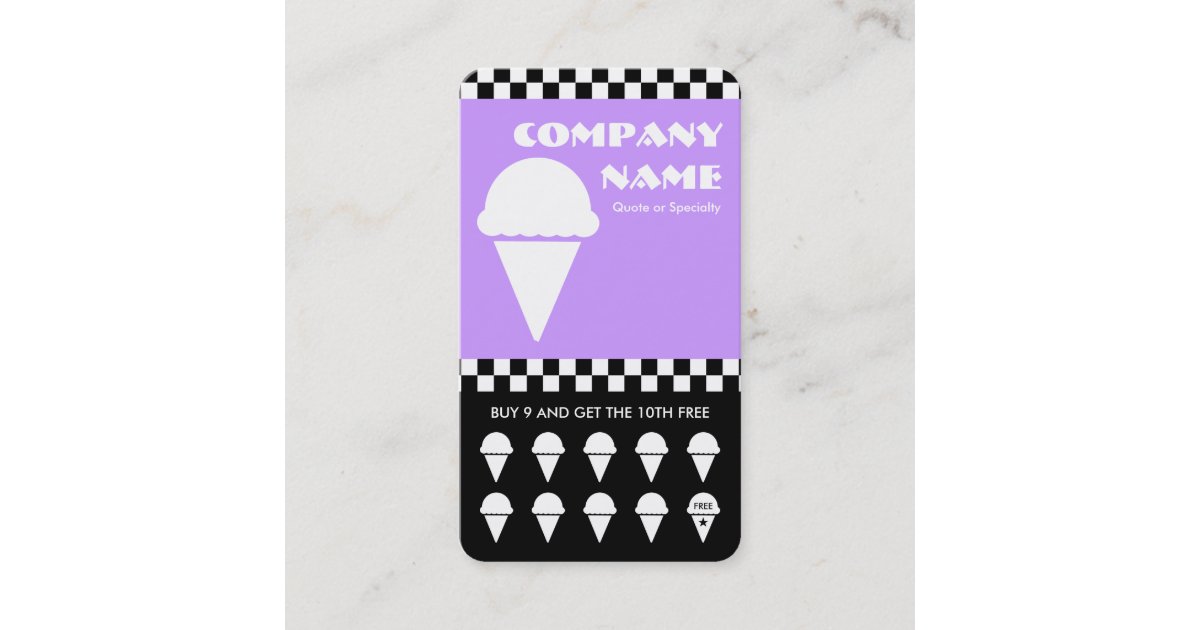 retro ice cream checkers punchcard loyalty card | Zazzle