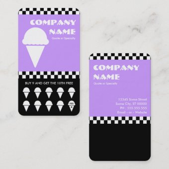 retro ice cream checkers punchcard loyalty card | Zazzle