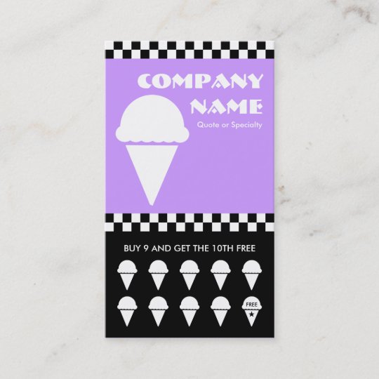 retro ice cream checkers punchcard loyalty card | Zazzle.com