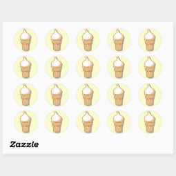 retro ice cream cone classic round sticker | Zazzle