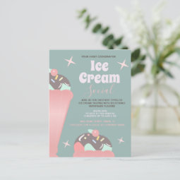 Retro Ice Cream Social Sundae Flyer Invitation Postcard | Zazzle
