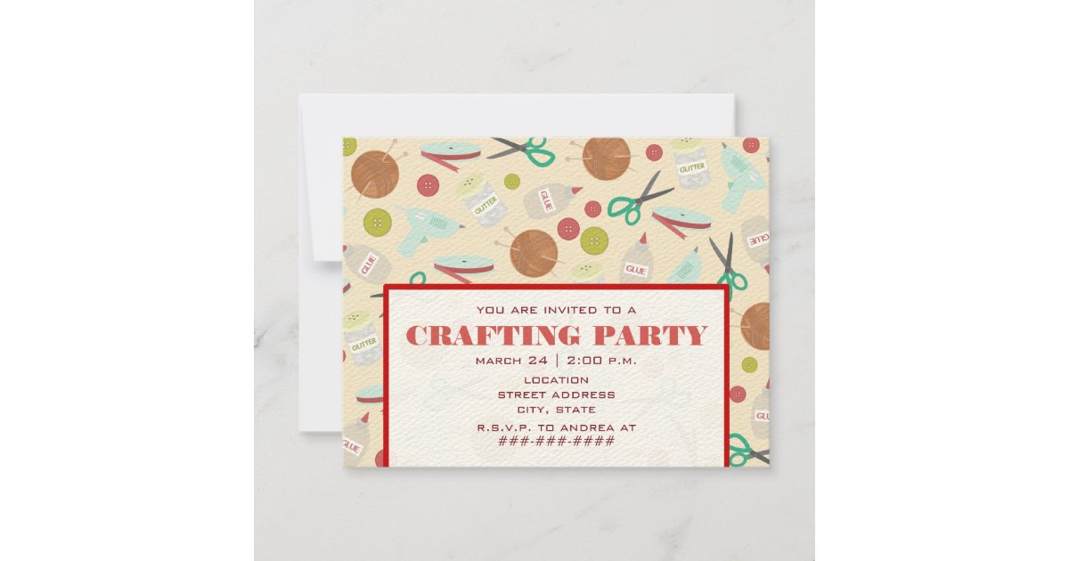 Retro Inspired Crafting Party Invitation | Zazzle