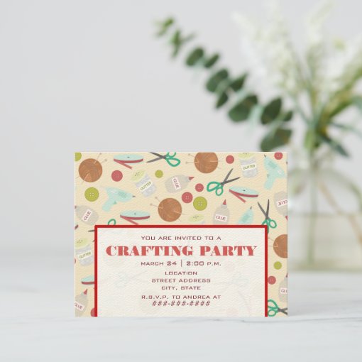 Retro Inspired Crafting Party Invitation | Zazzle