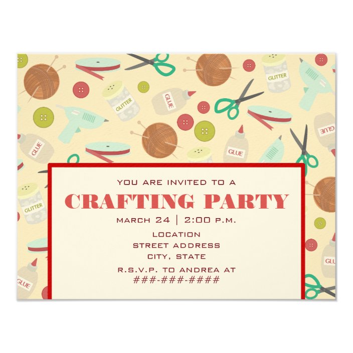 Retro Inspired Crafting Party Invitation | Zazzle.com