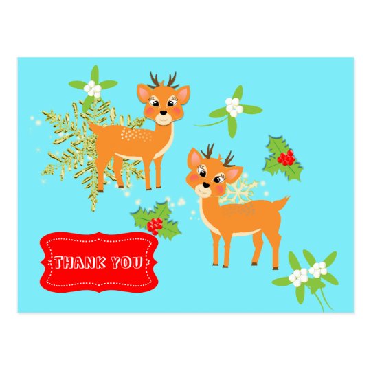 Retro Inspired Cute Christmas Gift Thank You Postcard | Zazzle.com