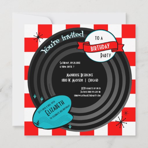 Retro Inspired Faux Vinyl Album Birthday Party Invitation | Zazzle