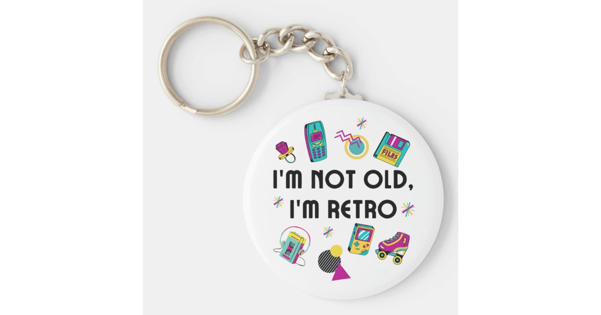 Retro inspired graphic nostalgic neon keychain | Zazzle