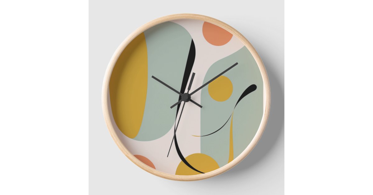 Retro-inspired modern abstract wall clock | Zazzle