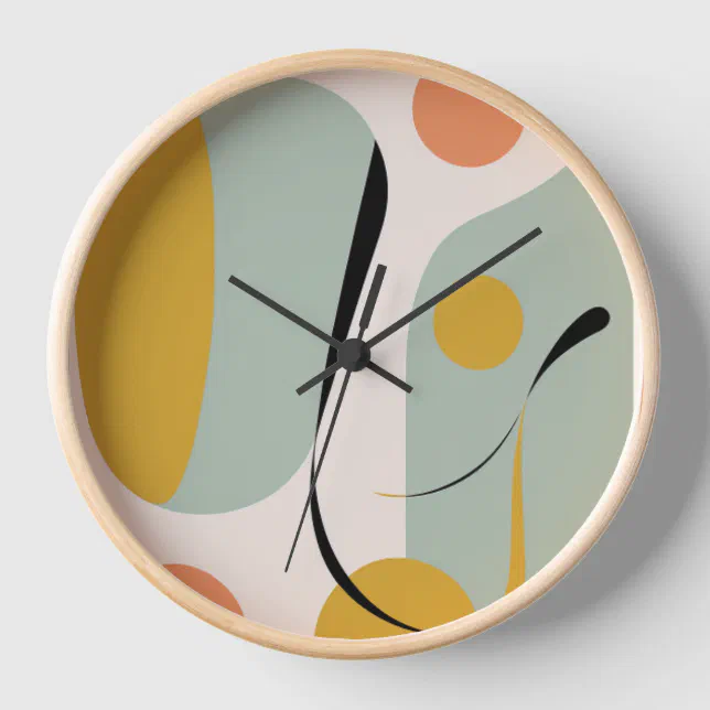 Retro-inspired modern abstract wall clock | Zazzle