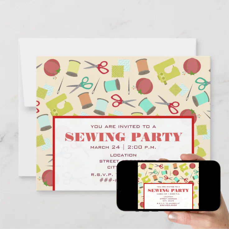 Retro Inspired Sewing Party Invitation | Zazzle