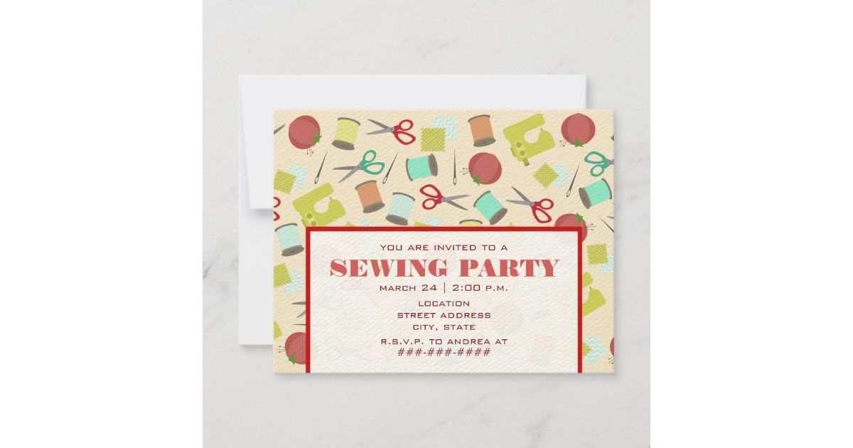 Retro Inspired Sewing Party Invitation | Zazzle