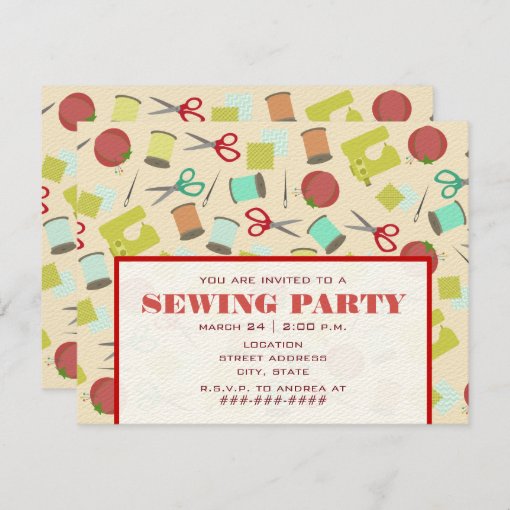 Retro Inspired Sewing Party Invitation | Zazzle