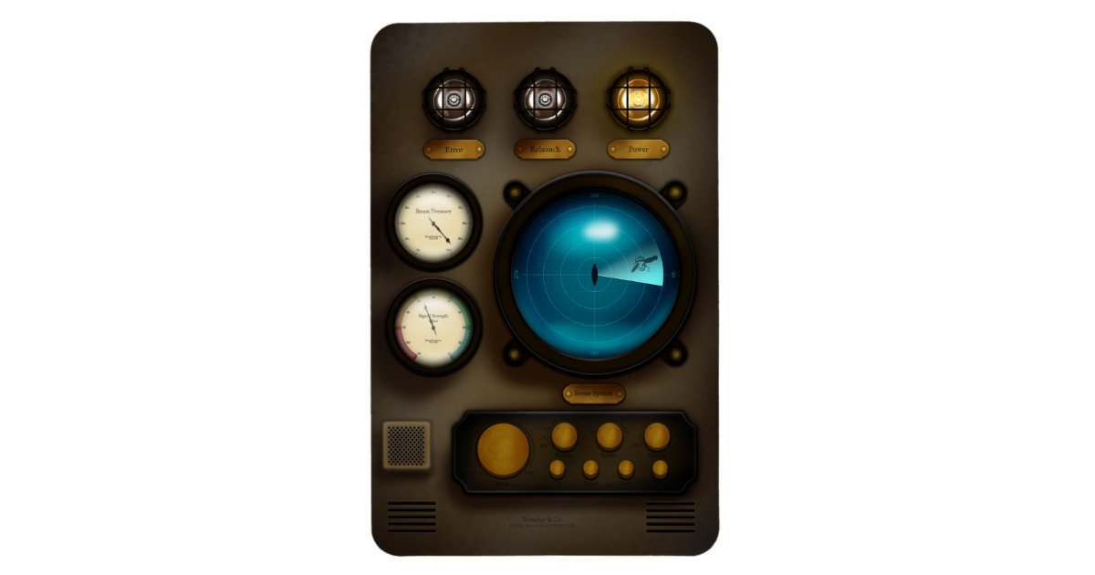 Retro-Inspired Ship Sonar Control Panel Steampunk Magnet | Zazzle