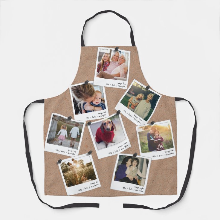 Retro Instant Photo Print Style Collage 8 Picture Apron | Zazzle