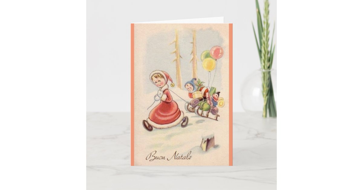 Retro Italian Christmas Greeting Card | Zazzle