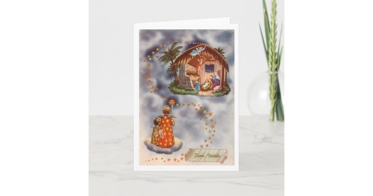 Retro Italian Christmas Nativity Greeting Card | Zazzle