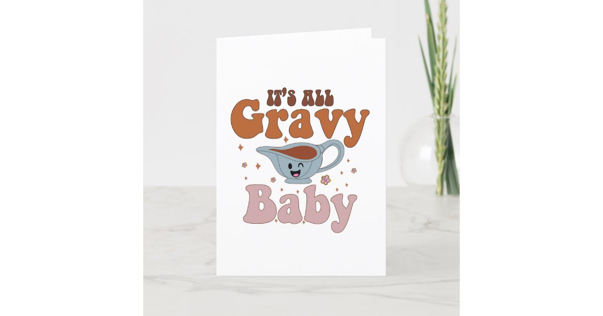 Retro Its All Gravy Baby Vintage Fall Thanksgiving Thank You Card | Zazzle