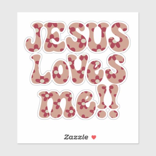 Retro Jesus Loves Me Sticker | Zazzle
