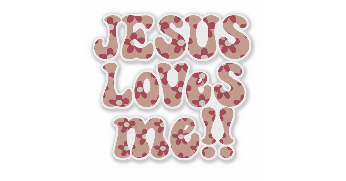 Retro Jesus Loves Me Sticker | Zazzle