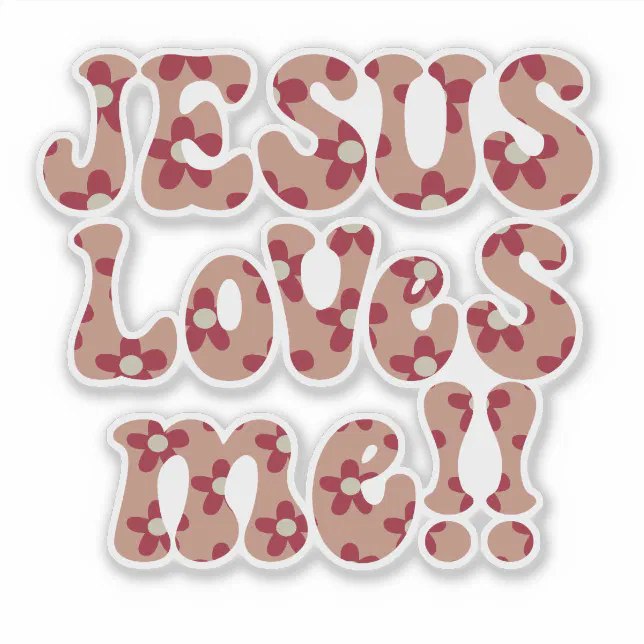 Retro Jesus Loves Me Sticker | Zazzle