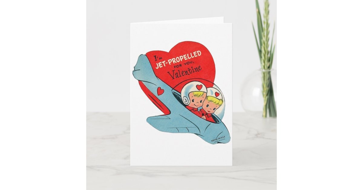Retro Jet Propelled Pilot Valentine's Day Card | Zazzle