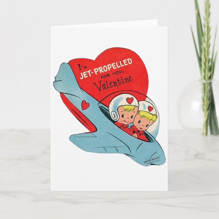 Retro Jet Propelled Pilot Valentine's Day Card | Zazzle