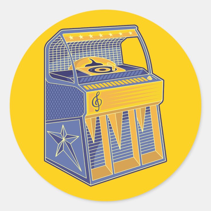 Retro Jukebox Classic Round Sticker | Zazzle